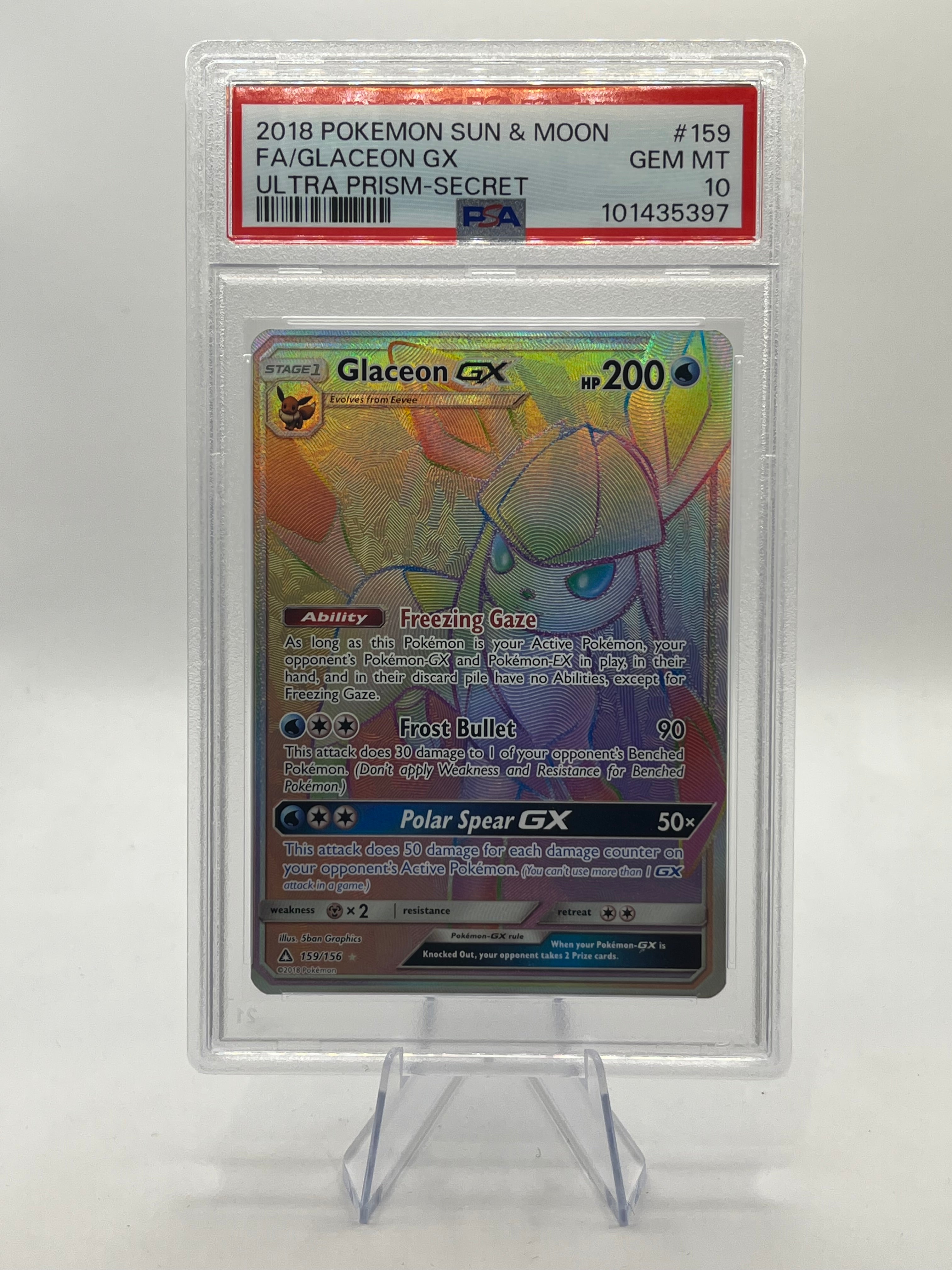 Glaceon GX Hyper Rare PSA 10 - Ultra Prism 2018 – The Pocket Portfolio