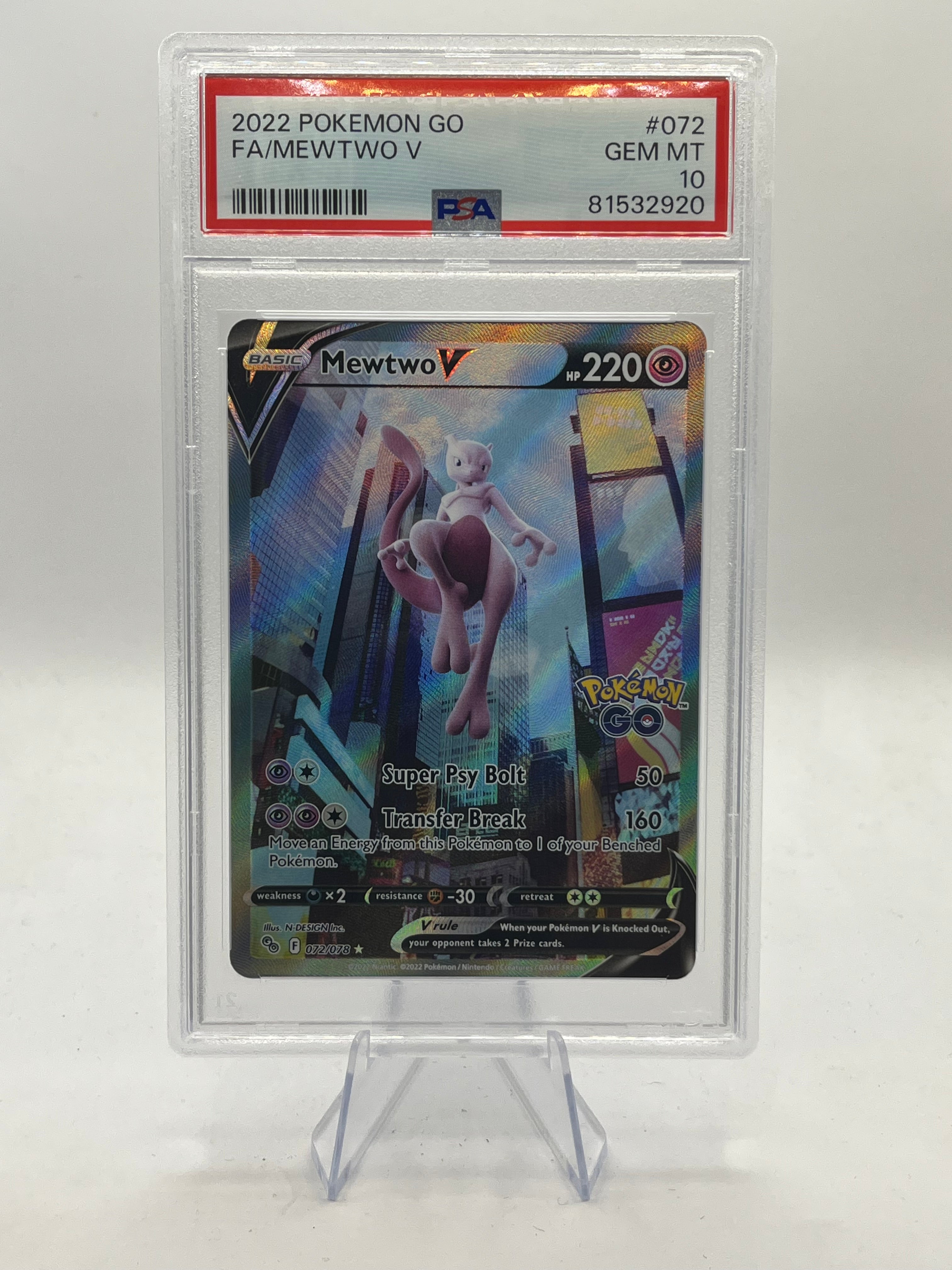 Mewtwo V Alt Art PSA 10 - Pokemon Go 2022 – The Pocket Portfolio